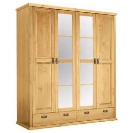 Kleiderschrank OTTO HOME "Madrid", beige (gelaugt, ge&ouml;lt), B:164cm H:190cm T:59cm, Schr&auml;nke, Kleiderschrank, aus massiver Kiefer, in 3 Breiten mit Spiegelt&uuml;ren