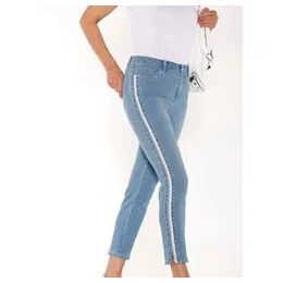 7/8-Jeans Casual Looks, Damen, Gr. 42, Normalgr&ouml;&szlig;en, blau (blau, bleached), 79% Baumwolle, 19% Polyester, 2% Elasthan, unifarben, 7/8-L&auml;nge, Jeans