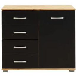 Kombikommode Priess "Barcelona mit 4 Schubk&auml;sten und T&uuml;r in 6 Farben", schwarz (astkernbuchefarben, schwarz), B:82cm H:71cm T:38cm, Holzwerkstoff, Sideboards, Kombikommode