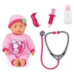 BAYER DESIGN 93378AA - Doktor-Set mit Puppe und Zubeh&ouml;r, mit 24 Babylaute, Weichk&ouml;rperpuppe, Doktorpuppe, Funktionspuppe, Babypuppe, 33cm