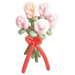 Rico Design Ballonstrau&szlig; Rosen, Rosa Mix, 12 Stk f&uuml;r 5 Blumen + Schleife