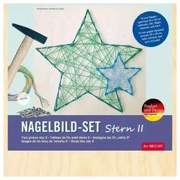 PEBARO NB12-SET - Nagelbild-Set Stern II, Fadenbild, 20x20cm, Bastelset