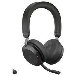 Jabra Evolve2 75 On Ear Headset Bluetooth&reg;, kabelgebunden Schwarz Batterieladeanzeige, Mikrofon-Stummschaltung Telefon