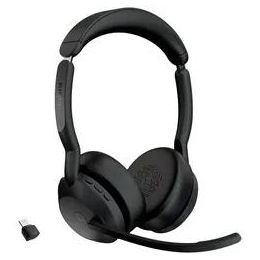 Jabra Evolve 2 55 MS Stereo On Ear Headset Bluetooth&reg; Stereo Schwarz Noise Cancelling, Mikrofon-Rauschunterdr&uuml;ckung Computer
