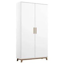 Dreht&uuml;renschrank Rauch "Kleiderschrank Schrank Garderobe W&auml;scheschrank Schlafzimmer CARLSSON", wei&szlig; (wei&szlig;, eiche massiv), B:92cm H:203cm T:53cm, Holzwerkstoff, Massivholz, Schr&auml;nke, Dreht&uuml;renschrank, Griffe und F&uuml;&szlig;e in massiver Eiche, viel Stauraum MADE IN GERMANY