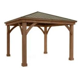 Holzpavillon WESTMANN "Devon 12x12", beige (braun, grau), B/H/T: 366cm x 320cm x 366cm, Pavillons, BxT: 366x366 cm