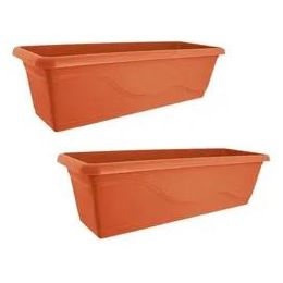 HTI-Living Blumenkasten mit Wasserspeicher 60cm 2er Set Terracotta