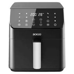 SOGO Human Technology FRE-SS-10890 Hei&szlig;luft-Fritteuse 6 l 1700 W &Uuml;berhitzungsschutz, Timerfunktion, mit Display, Antihaftbeschichtung Schwarz