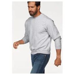 Sweatshirt Fruit of the Loom, Herren, Gr. S (44/46), grau (hellgrau, meliert), angeraute Sweatware, Obermaterial: 80% Baumwolle, 20% Polyester, unifarben, schmal h&uuml;ftlang, Rundhals, Rippb&uuml;ndchen, Sweatshirts Sweatshirt, im unifarbenen Design