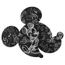 Vliestapete Komar "Vlies selbstklebend - Mickey Head Illustration - Gr&ouml;&szlig;e 125 x 125 cm", schwarz (schwarz, wei&szlig;), B:125m L:125m, Vlies, Tapeten, Kinderzimmer