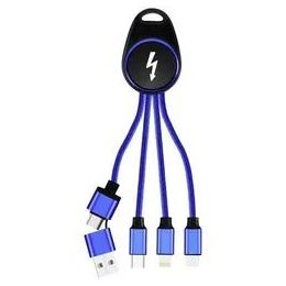 Smrter USB-Ladekabel USB 2.0 Apple Lightning Stecker, USB-A Stecker, USB-C&reg; Stecker, USB-Micro-B Stecker 0.15m Blau