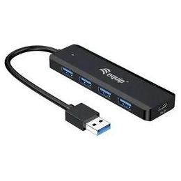 Equip 128959 USB-Hub 5 Port USB-A USB 3.0 5 GBit/s mit USB-C&reg; Stecker Schwarz Hub + USB-C-adapter