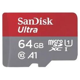 Sandisk microSDXC Ultra 64GB (140MB/s A1 Cl. 10 UHS-I) + Adapter "Tablet" microSDXC-Karte 64 GB A1 Application Performance Class, UHS-Class 1