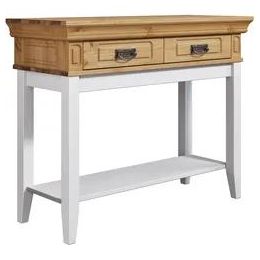 Nachttisch OTTO HOME "Vinales; Konsolentisch, Beistelltisch ideal f&uuml;r Boxspringbetten", wei&szlig; (wei&szlig;, honig), B:96cm H:76cm T:39cm, Tische, Nachttisch, Aus massiver Kiefer, mit Fr&auml;sungen