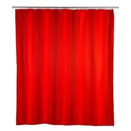 Wenko Anti-Schimmel Duschvorhang Uni Red, Textil (Polyester), 180 x 200 cm, waschbar