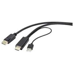 Renkforce DisplayPort / HDMI Adapterkabel DisplayPort Stecker, HDMI-A Stecker 2.00 m Schwarz RF-4600632 DisplayPort-Kabel