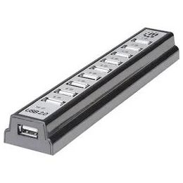 Manhattan 161572 USB-Hub 10 Port USB-A USB 2.0 480MBit/s Schwarz, Silber