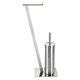 Wenko Stand WC-Garnitur Mod. Lirio Edelstahl matt, WC-B&uuml;rstenhalter mit Rollenhalter