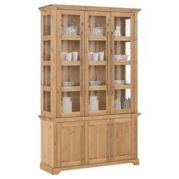 Vitrine OTTO HOME "Melissa", beige (natur), B:132cm H:210cm T:39cm, Massivholz, Schr&auml;nke, Vitrine, aus massiver Kiefer, FSC zertifiziert, Breite 132 cm