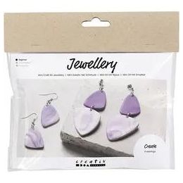 Creativ Company Mini Kreativ Set Schmuck, Marmorierte Ohrringe, Helllila