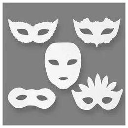 Creativ Company - Karnevals-Masken, H 8,5-19 cm, B 15-20,5 cm, 230 g, Wei&szlig;, 5er Set