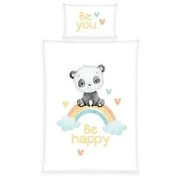 Herding babybest&reg; 2685235063 - Regenbogen Panda, Flanell-Bettw&auml;sche (Made in Green), 40x60 cm + 100x135 cm, 100% Baumwolle