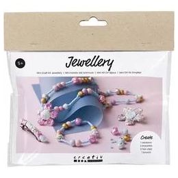 Creativ Company Mini Kreativ Set Schmuck, Halskette, Armband, Clips, Brosche, Blau, Hellblau, Pastellpink
