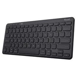 Trust Lyra Compact Bluetooth&reg;, Funk Tastatur Deutsch, QWERTZ Schwarz Wiederaufladbar, Ger&auml;uscharme Tasten, Spritzwassergesch&uuml;tzt, Multimediatasten