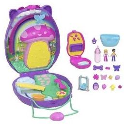 Mattel Polly Pocket Mama & Baby Igel Handtaschen-Spielset mit 2 Puppen & 16 Accessoires inklusive Haustieren