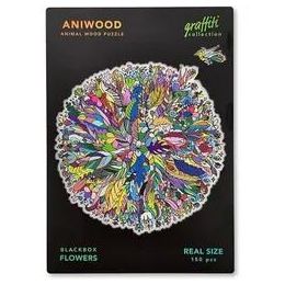 BestSaller J7404M - Aniwood Puzzle, Graffiti Collection, Flowers, Holz-Puzzle, 150 Teile, Blumen Mandala