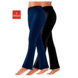 Jazzpants Vivance ACTIVE, Damen, Gr. 48/50, N-Gr, blau (1x marine, 1x schwarz), Single Jersey, Obermaterial: 95% Baumwolle, 5% Elasthan, unifarben, Basic, Basic lang, Hosen, mit leicht ausgestelltem Bein, Loungewear, Topseller