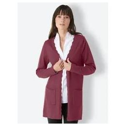 Cardigan CREATION L PREMIUM, Damen, Gr. 36, rot (bordeaux), 75% Schurwolle, 25% Seide, unifarben, Strickjacken