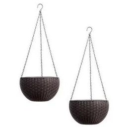 HTI-Living Blumenampel 2er Set Rattanoptik Braun