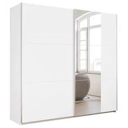 Schwebet&uuml;renschrank Rauch "Kleiderschrank Dreht&uuml;renschrank Schrank Garderobe KRONACH TOPSELLER", wei&szlig; (alpinwei&szlig;, griffleisten alu, 1 spiegel), B:218cm H:210cm T:59cm, Holzwerkstoff, Schr&auml;nke, Schwebet&uuml;renschrank, optional ohne, mit 1 oder 2 Spiegel, viel Stauraum MADE IN GERMANY