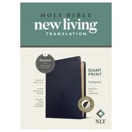 NLT Compact Giant Print Bible, Filament Enabled (Leatherlike, Navy Blue Cross, Indexed, Red Letter)