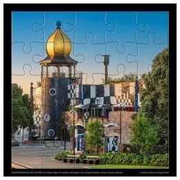 Hundertwasser Puzzle mit Gru&szlig;karte