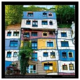 Hundertwasser Puzzle mit Gru&szlig;karte