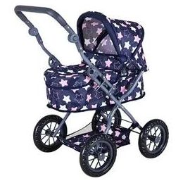 KNORRTOYS 63443 - Puppenwagen First Princess Star Blue Pink, klappbar, Schieberh&ouml;he: 40-66cm