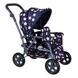 KNORRTOYS 16643 - Zwillingspuppenwagen Big Twin Star Blue Pink, klappbar, Schieberh&ouml;he: 44-73cm