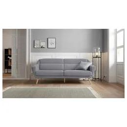 3-Sitzer OTTO HOME "Bille", grau (hellgrau), B:212cm H:86cm T:90cm, Struktur (100% Polyester);Struktur fein (100% Polyester);Samtoptik (100% Polyester);Luxus-Microfaser weich (100% Polyester), Sofas, mit Naht im R&uuml;ckenkissen und Eiche-Beinen, Design by Morten Georgsen
