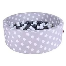 KNORRTOYS 68164 - B&auml;llebad Soft Grey White Stars mit 300 B&auml;lle schwarz/wei&szlig;, ca.90x90x30cm