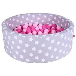 KNORRTOYS 68162 - B&auml;llebad Soft Grey White Stars mit 300 B&auml;lle rosa/pink, ca.90x90x30cm