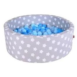 KNORRTOYS 68163 - B&auml;llebad Soft Grey White Stars mit 300 B&auml;lle blau/blau, ca.90x90x30cm