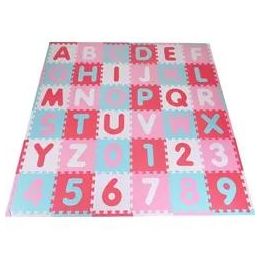 KNORRTOYS 21020 - Puzzlematte Alphabet + Zahlen pink-rosa, Gesamtgr&ouml;&szlig;e: 180x180cm, Schaumstoff