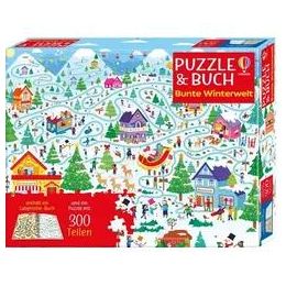 Puzzle & Buch: Bunte Winterwelt