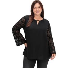 sheego Damen Tunika mit Spitzen-&Auml;rmeln schwarz Gr&ouml;&szlig;e 42