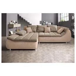 Ecksofa Home Affaire "Imola, bequem, aktuelle Steppung im Sitz, L-Form, Breite 270cm", braun (hellbraun, cappuccino), B:270cm H:90cm T:170cm, Microfaser PRIMABELLE (100% Polyester) / Struktur (82% Polyester, 9% Viscose, 7% Baumwolle, 2% Nylon);Kunstleder SOFTLUX / Struktur (82% Polyester, 9% Viscose, 7% Baumwolle, 2% Nylon), Sofas, Ecksofa, wahlweise mit Bettfunktion