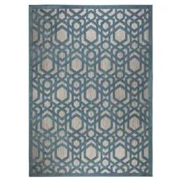 Teppich FLAIR RUGS "Oro", blau, B:160cm H:4mm L:230cm, Kunstfaser, Teppiche, Teppich, fu&szlig;bodenheizungsgeeignet, samtartiger Flor, geometrisch gemustert