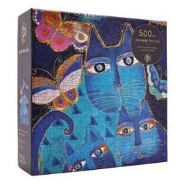 Paperblanks Puzzle, Katzen in Blau mit Schmetterlingen, 500 Teile