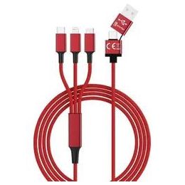 Smrter USB-Ladekabel USB 2.0 USB-A Stecker, USB-C&reg; Stecker, Apple Lightning Stecker, USB-Micro-B Stecker 1.20 m Rot SMRTER_HYDRA_ULT_RD